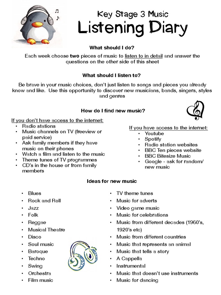 Listening Diary: Key Stage 3 Music | PDF | Tempo | String Instruments