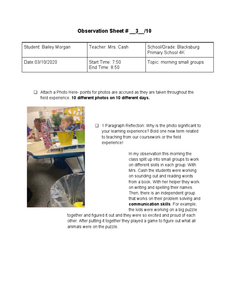 Observation Sheet | PDF