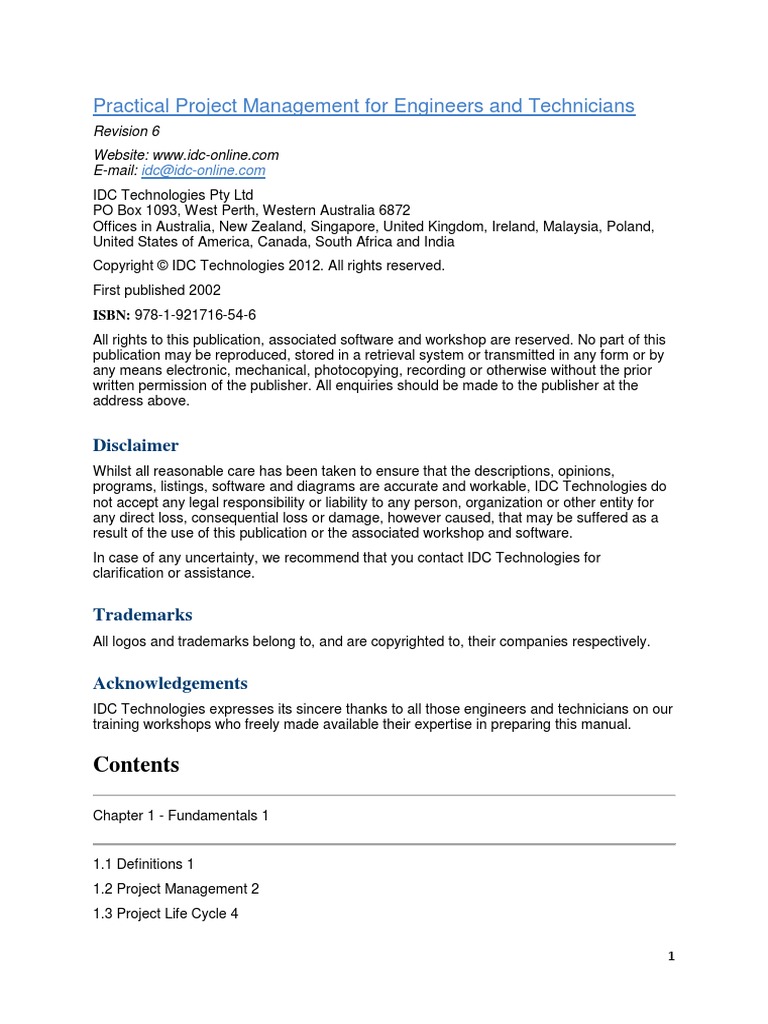 Practical Project Management For Engineers and Technicians PDF | PDF ...