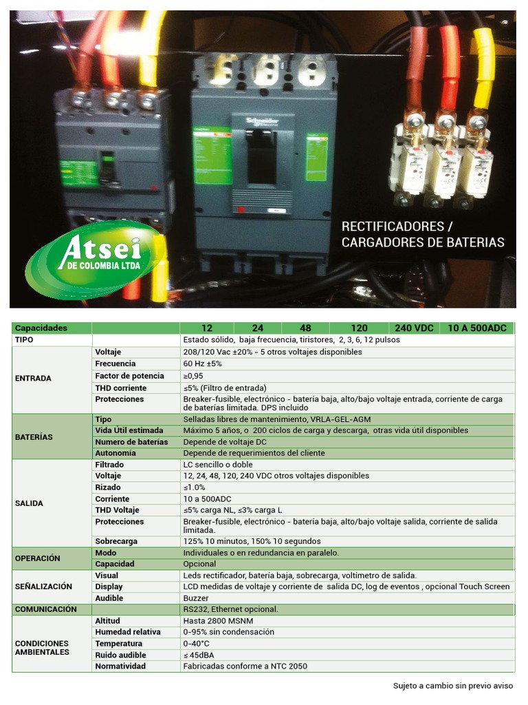 Rectificadores-Cargadores ATSEI COLOMBIA CARGADOR RECTIFICADOR | PDF ...