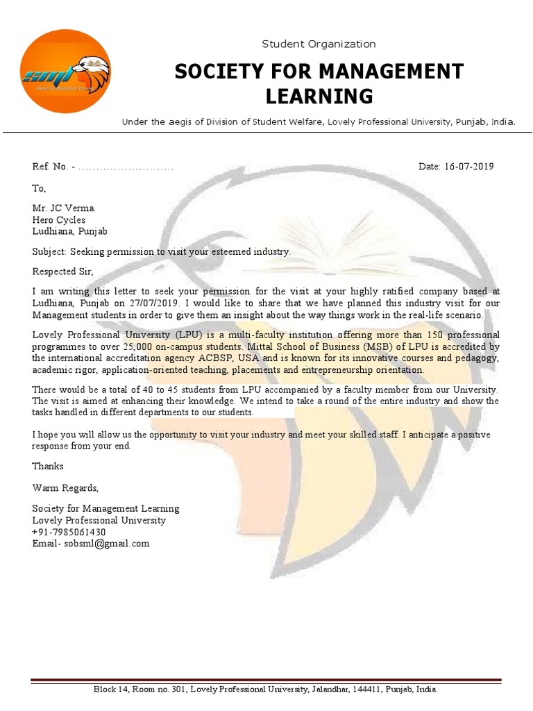 Industrial Visit (Proposal) | PDF