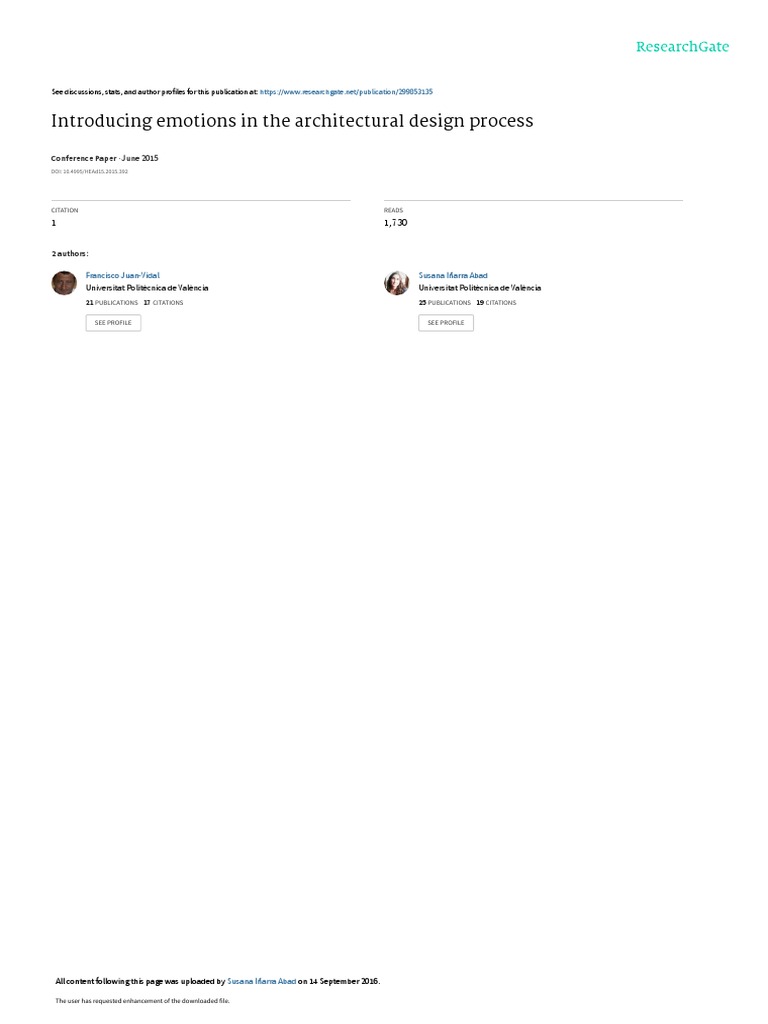 Introducing Emotions in The Architectural Design Process: June 2015 ...