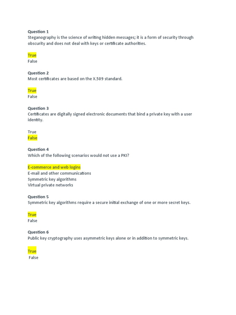 Practice Quiz Questions | PDF | Key (Cryptography) | Public Key Cryptography