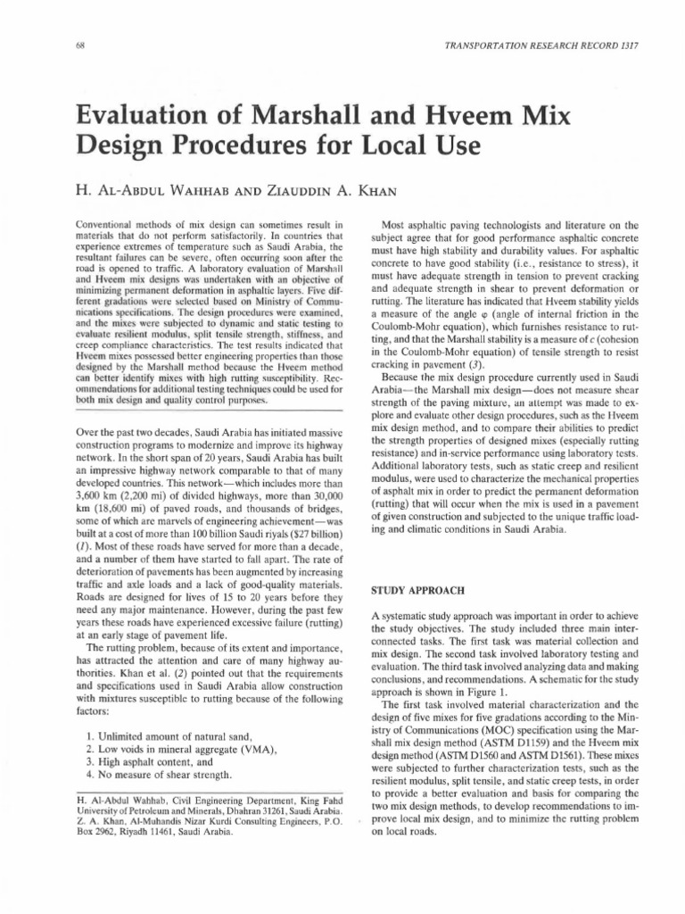 Hveem vs. Marshall Asphalt Mix Design | PDF | Creep (Deformation ...