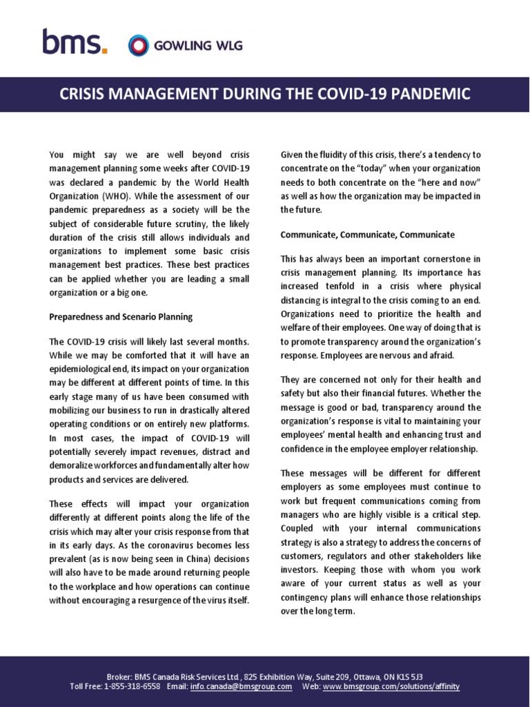 Crisis Management During The Covid 19 Pandemic Communicate