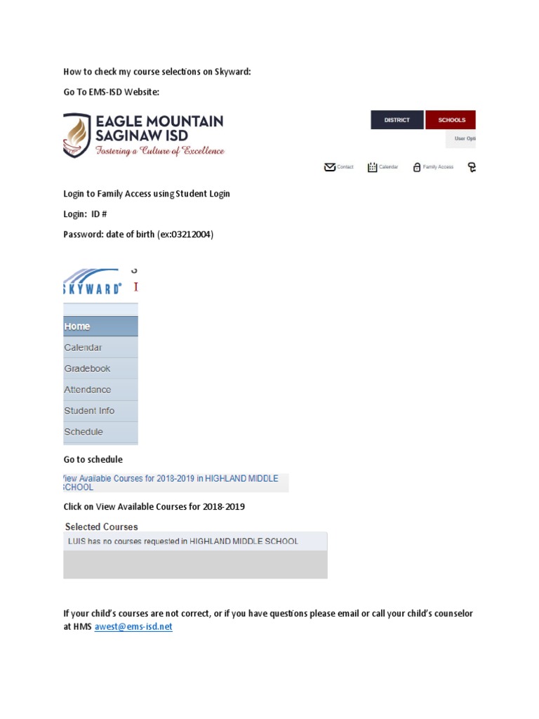 How To Check My Course Selections On Skyward Pdf
