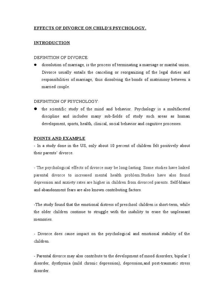 Effect of Divorce On Children | PDF | Divorce | Depression (Mood)