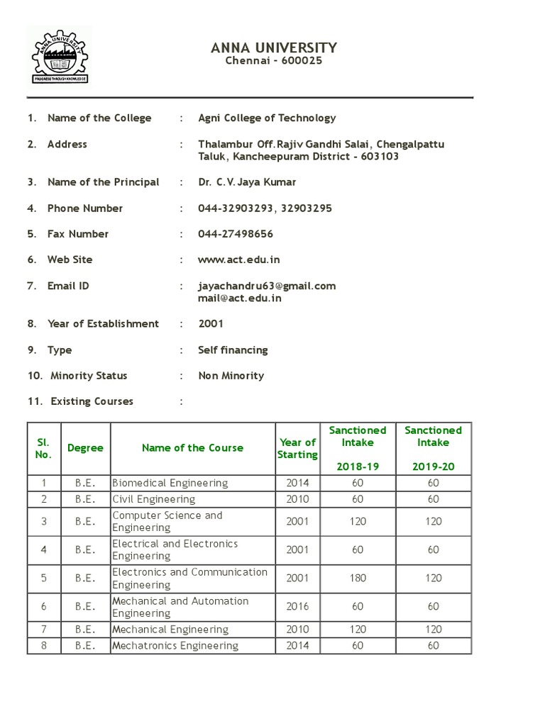 Agni College of Technology | PDF | Engineering | Academia