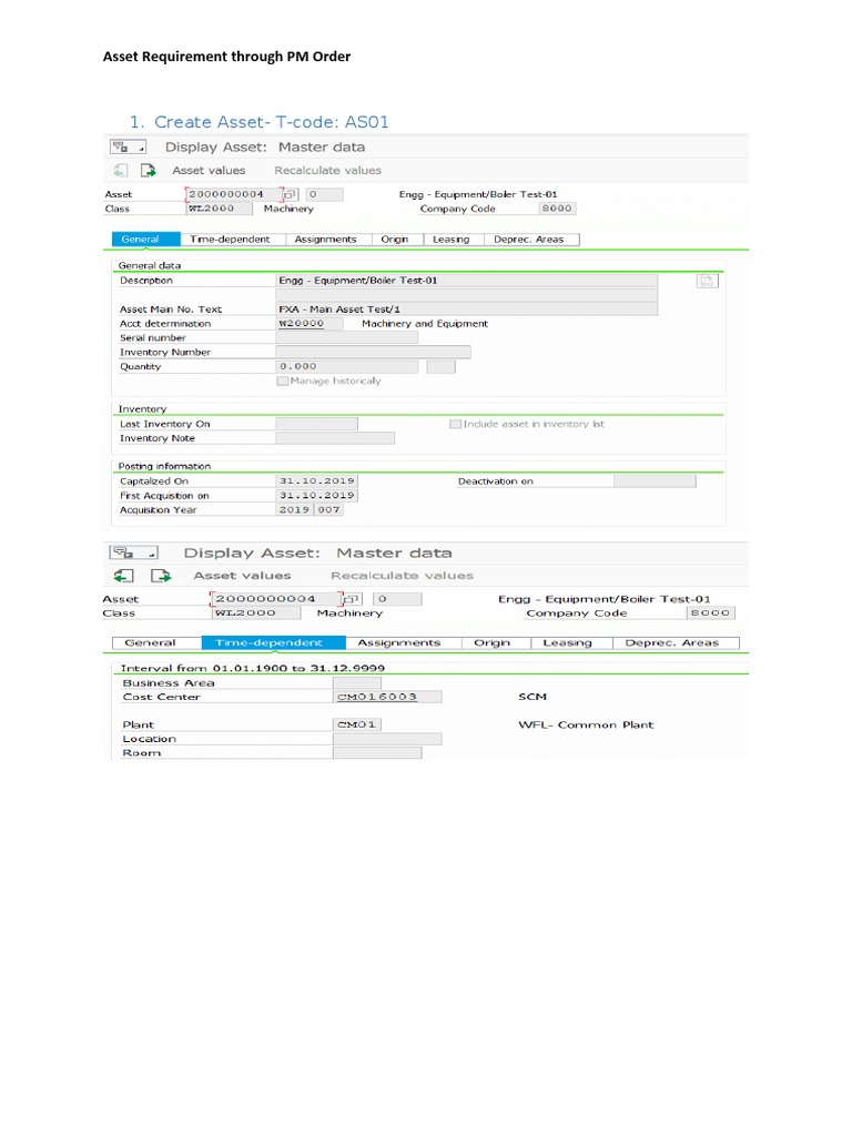 Asset Requirement Through PM Order | PDF