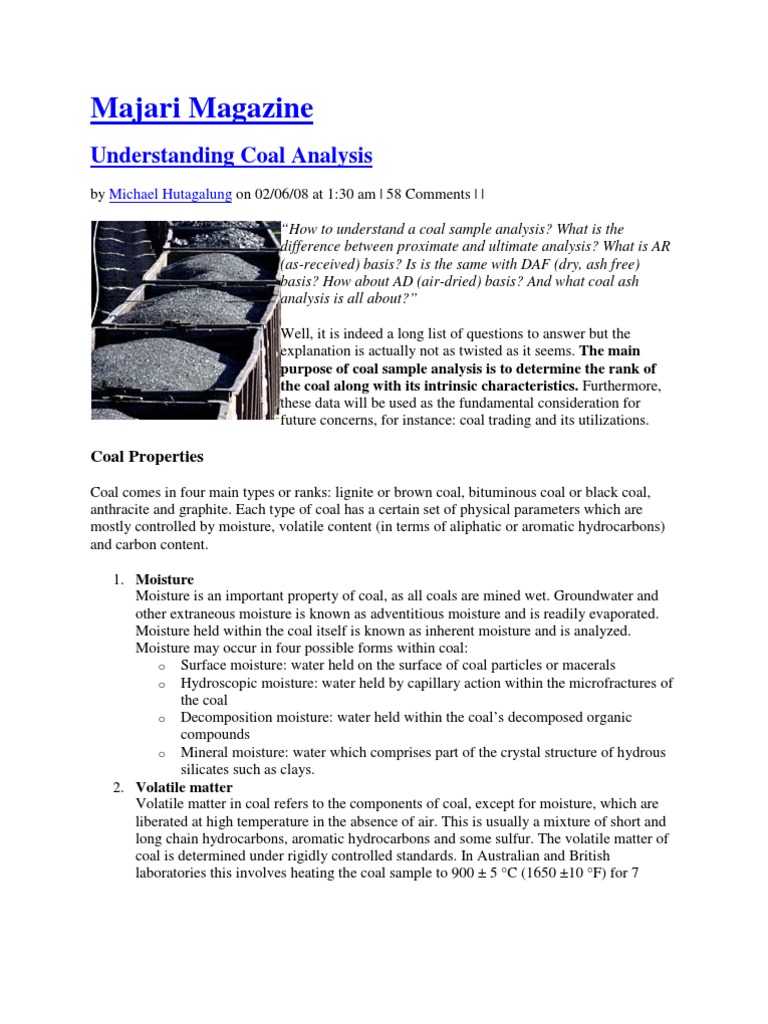 Understanding Coal Analysis | PDF | Coal | Bituminous Coal