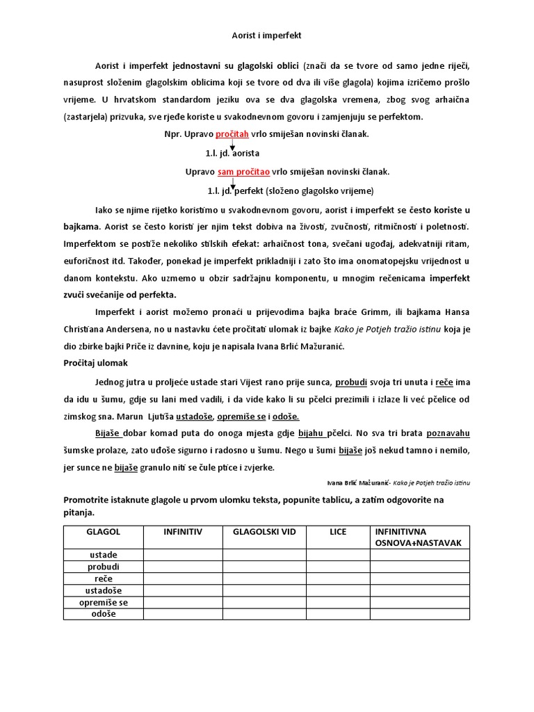 Aorist I Imperfekt | PDF