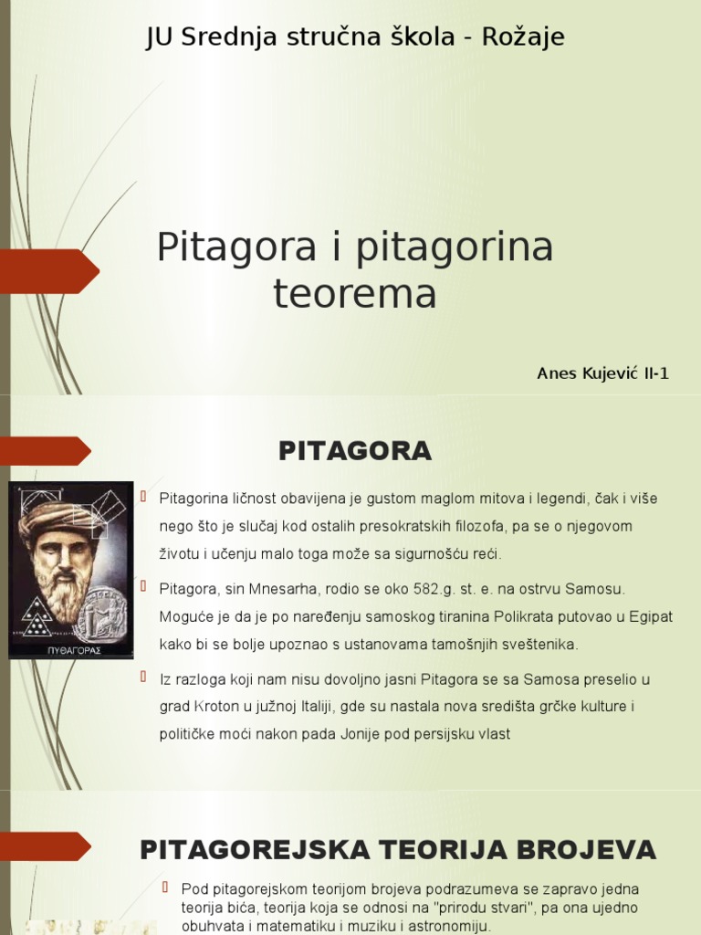 Pitagora I Pitagorina Teorema 1 | PDF