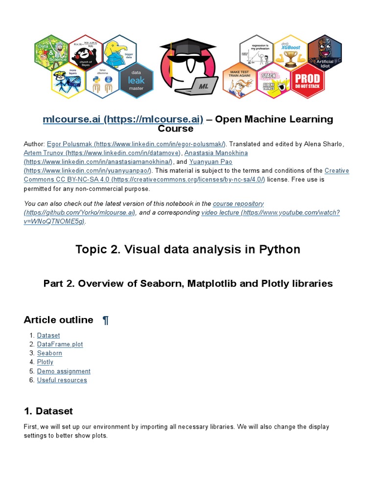 Topic 2. Visual Data Analysis in Python: Mlcourse - Ai (Https ...