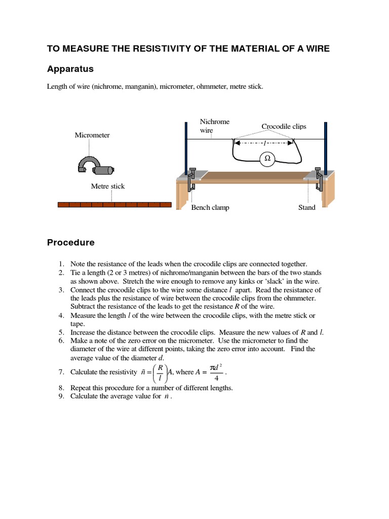 Resistivity of Metal | PDF | Electrical Resistivity And Conductivity | Wire