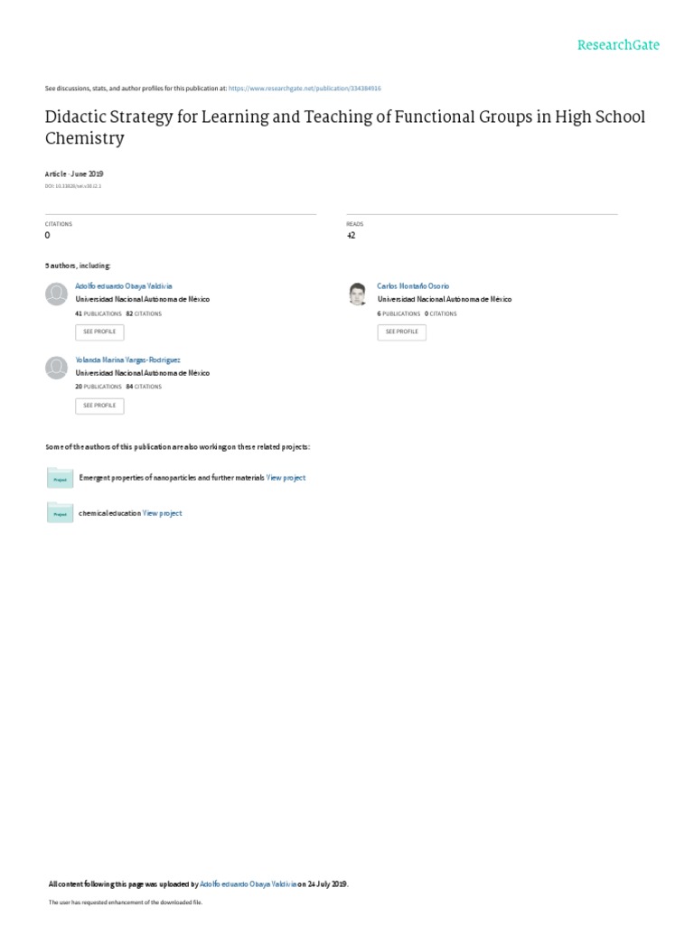 Didactic Strategy For Learning and Teaching of Functional Groups in ...