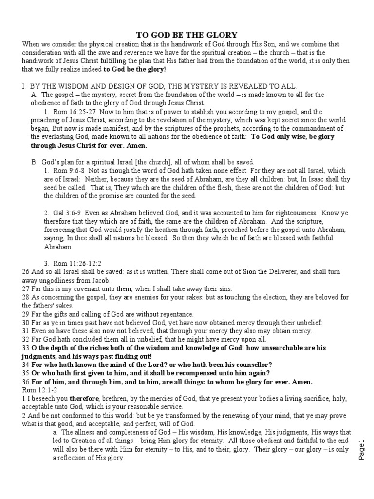 To GOD BE the GLORY Sermon and Outline by Charles A. Yawn | Jacob | Abraham
