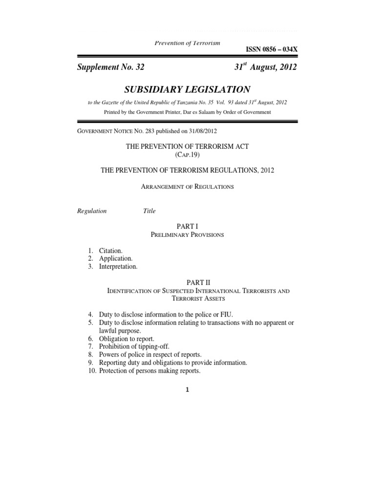 POTA Regulations | PDF | Justice | Crime & Violence