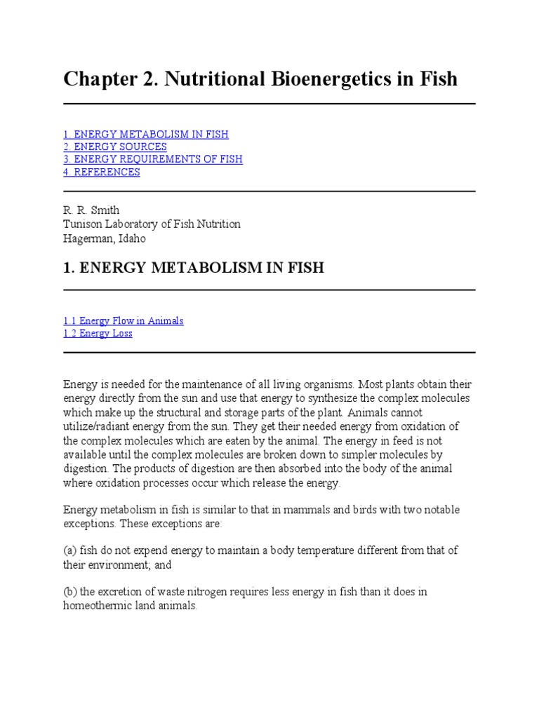 Chapter 2. Nutritional Bioenergetics in Fish | PDF | Carbohydrates ...