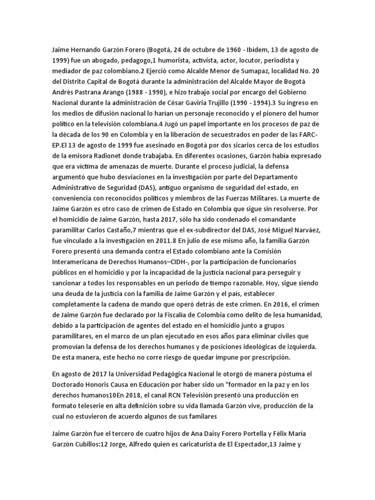 Jaime Hernando Garzón Forero | PDF | Colombia | Gobierno
