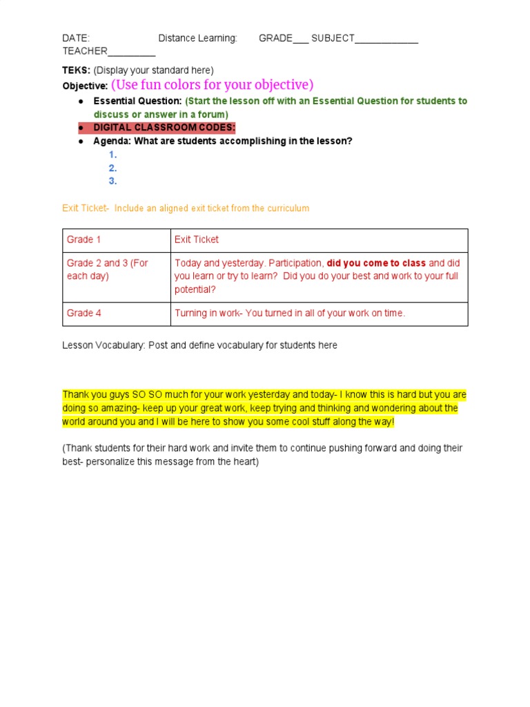 Digital Classroom Hyperlink Page Template 1 | PDF