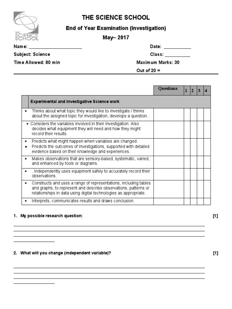 Investigation Sheet Changed | PDF | Dependent And Independent Variables ...