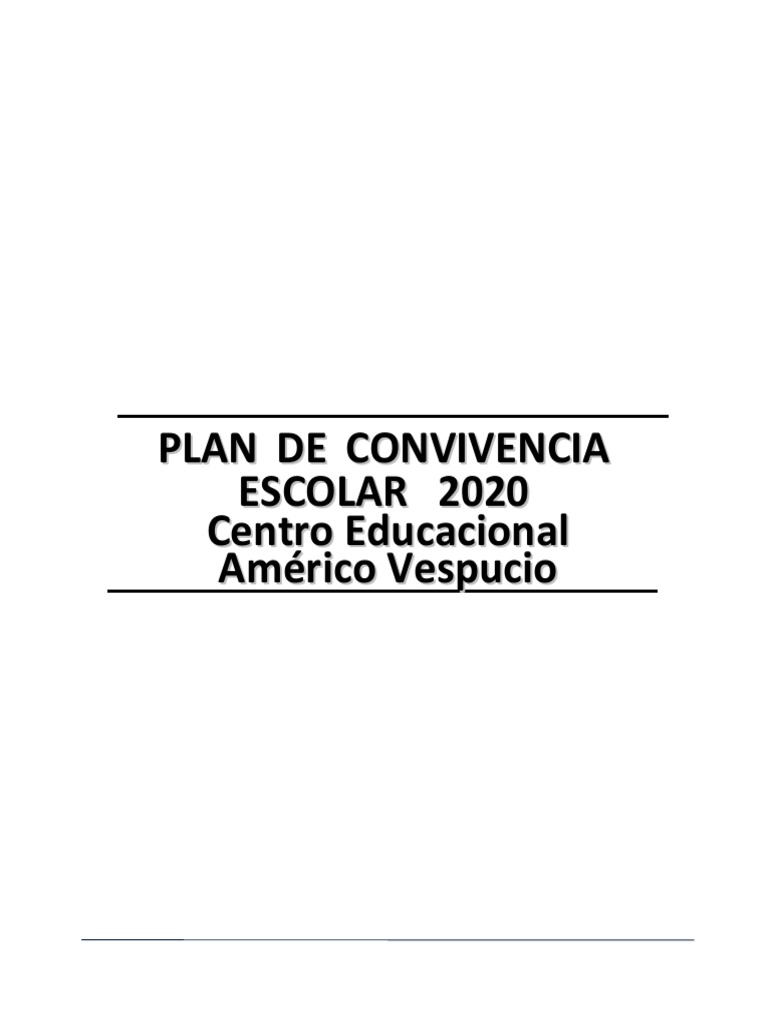 Plan de Convivencia Escolar 2020 | PDF | Violencia | Acoso