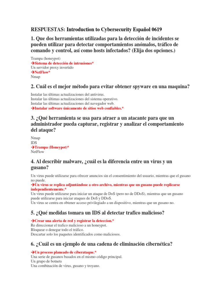 RESPUESTAS-Introduccion A La Ciberseguridad PDF | PDF | La seguridad ...