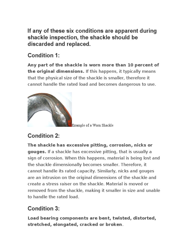 Shackle Inspection Guidelines and Checklist | PDF | Home & Garden