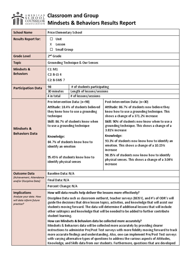 Price Elementary Mindsets Report | PDF | Classroom | Data