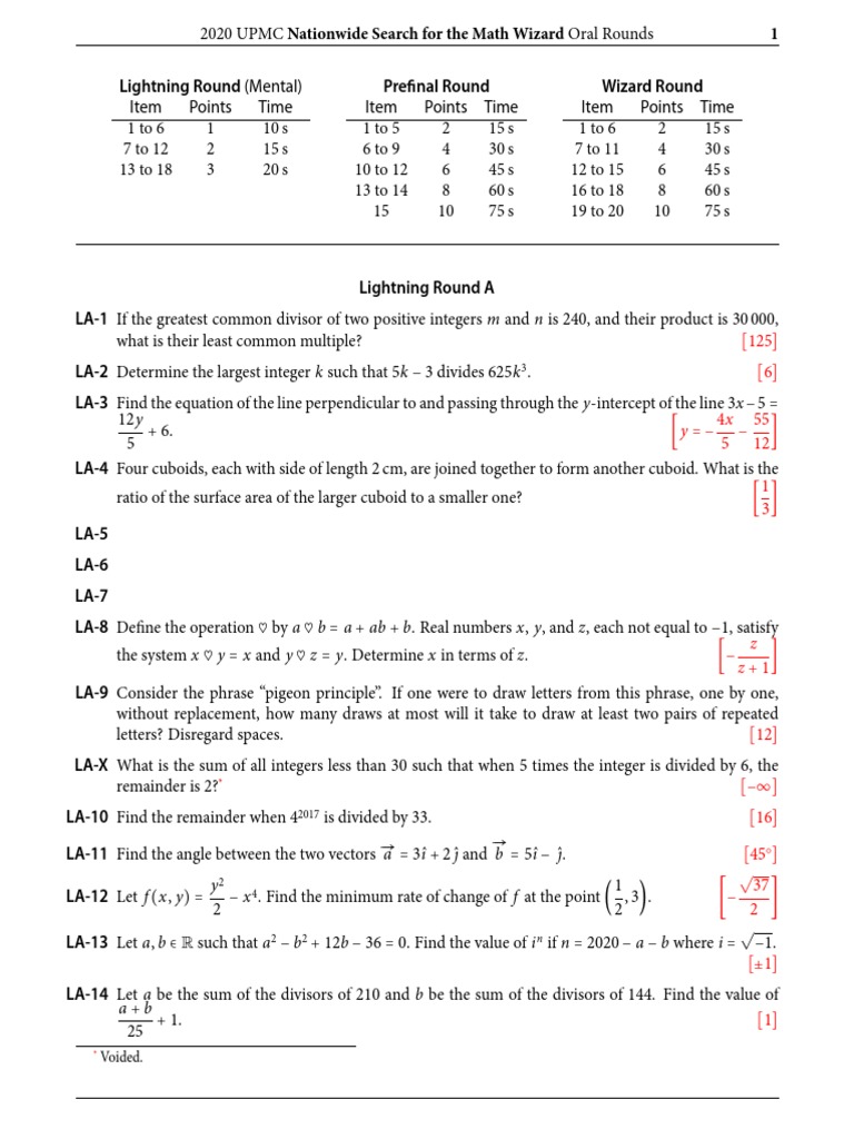 Math Wizard 2020 | PDF | Square Root | Trigonometric Functions