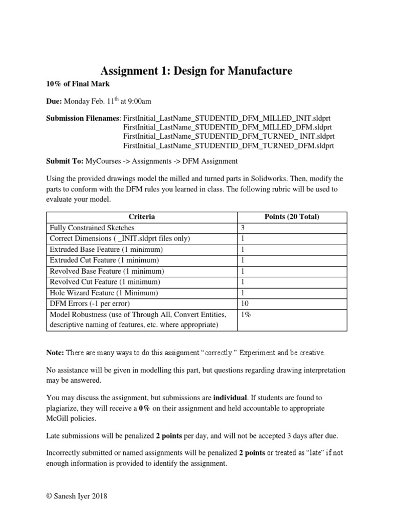 Assignment 1: Design For Manufacture | PDF