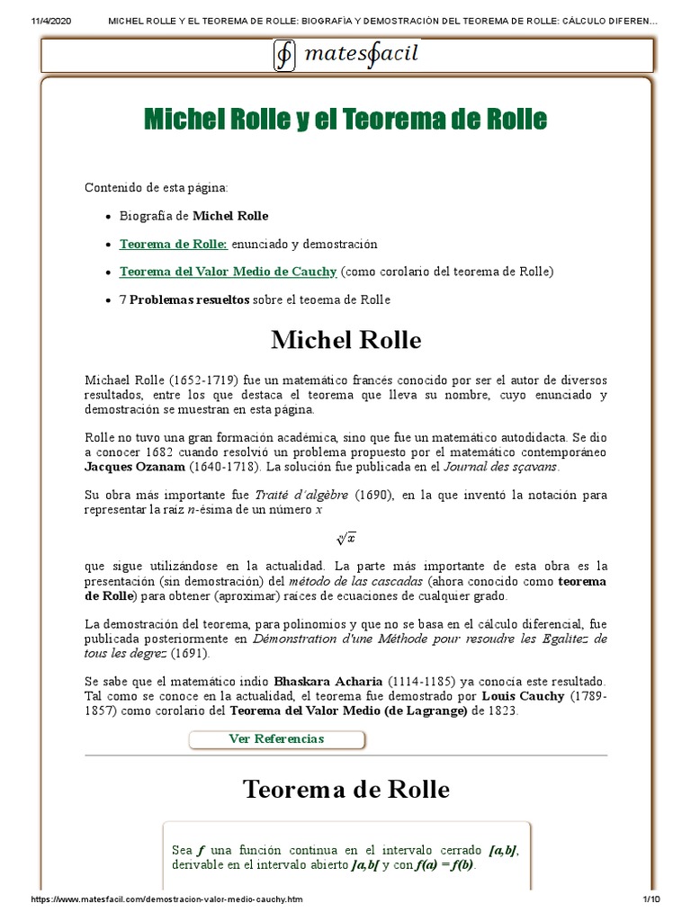Michel Rolle y El Teorema de Rolle - Biografía y Demostración Del ...