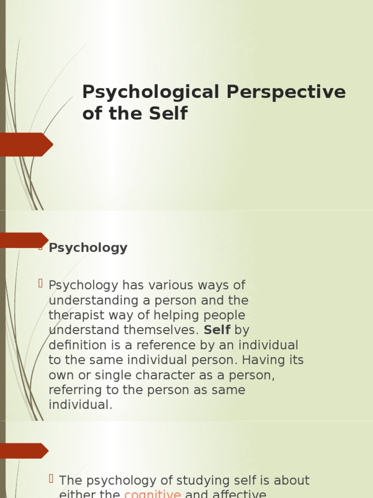 Psychological Perspective of The Self | PDF | Id | Self