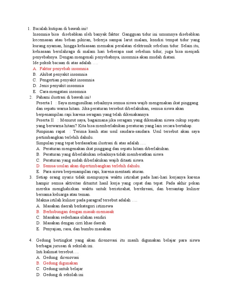 Soal USPBK Bindo Paket A 2020 | PDF