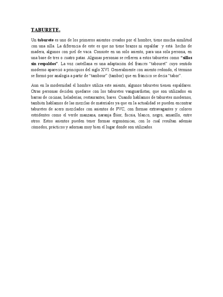 TABURETE | PDF | Ciencias sociales | Arte