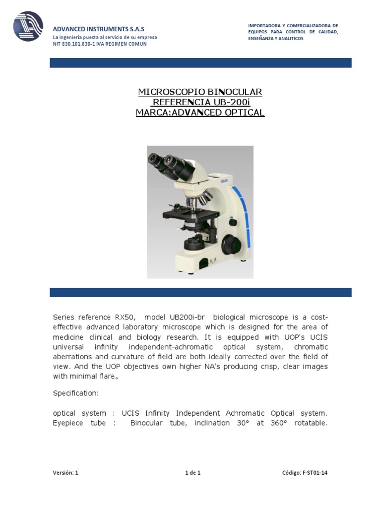 Advanced UB200i Biological Microscope | PDF | Optical Devices | Optics