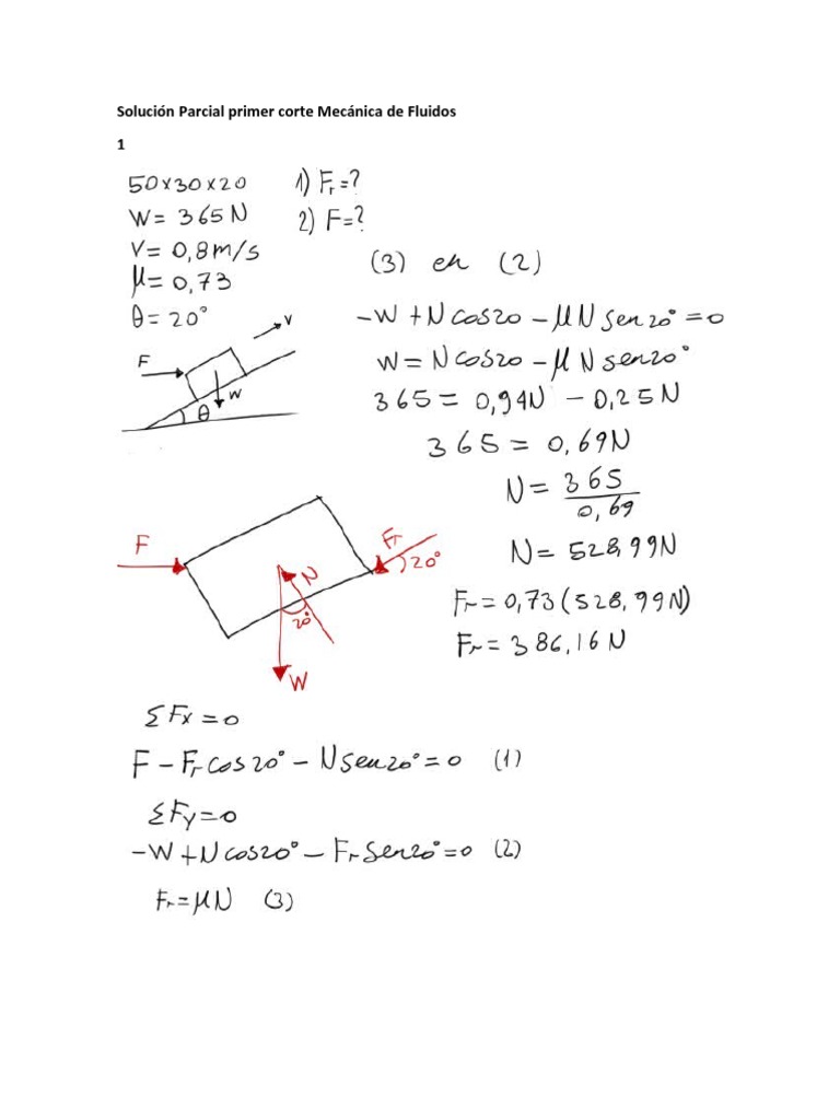 Solución Parcial Primer Corte Mecánica de Fluidos-1 | PDF
