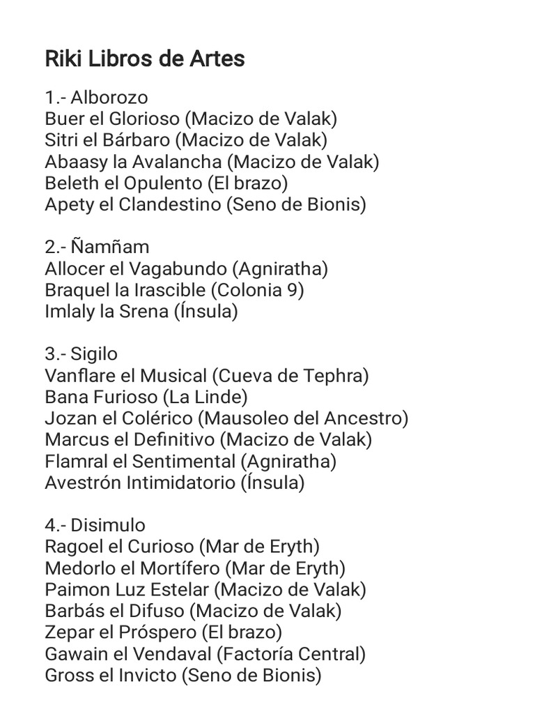 Libro de Artes Riki | PDF