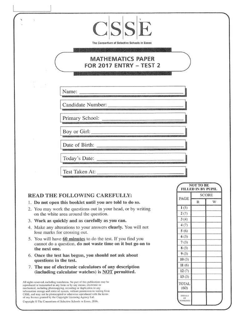 Maths Paper 2017 Entry | PDF