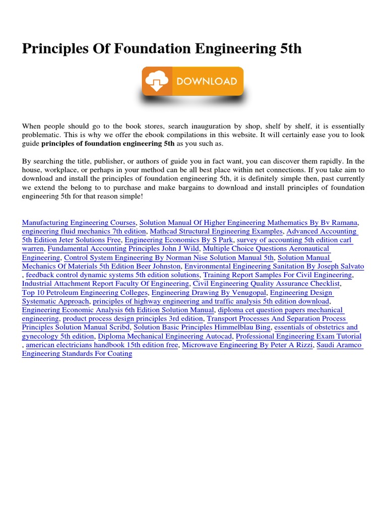 Principles of Foundation Engineering 5th | PDF