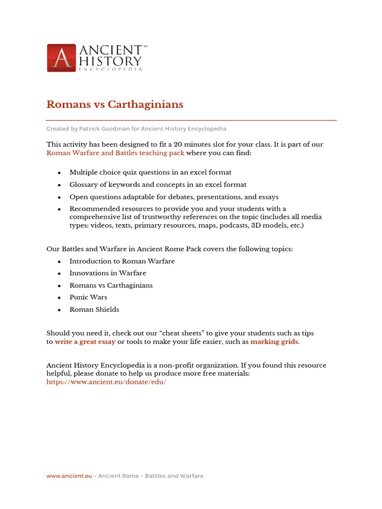 Ahe Romans Vs Carthaginians - Text Labelling | PDF | Roman Republic ...