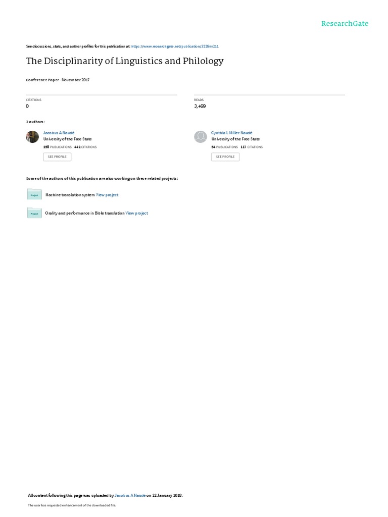 The Disciplinarity of Linguistics and Philology: November 2017 | PDF ...