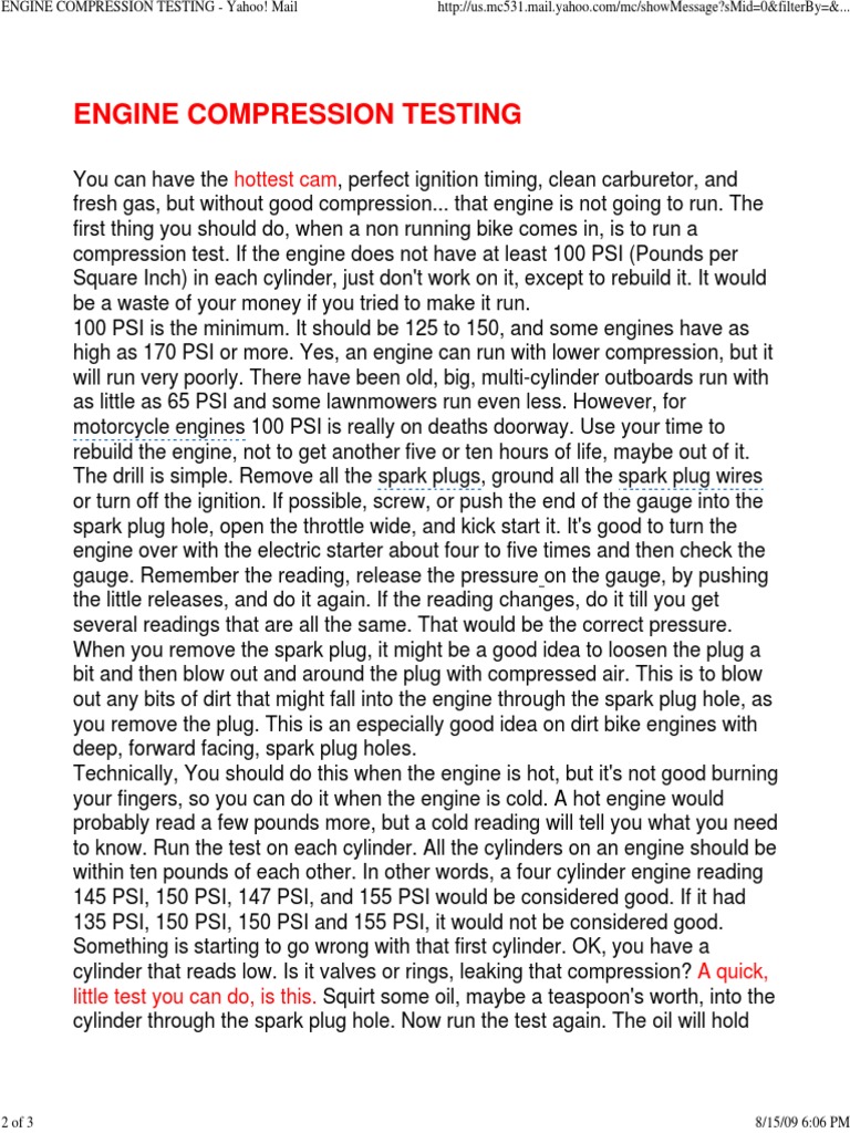 Engine Compression Testing | PDF | Ignition System | Electrical Connector