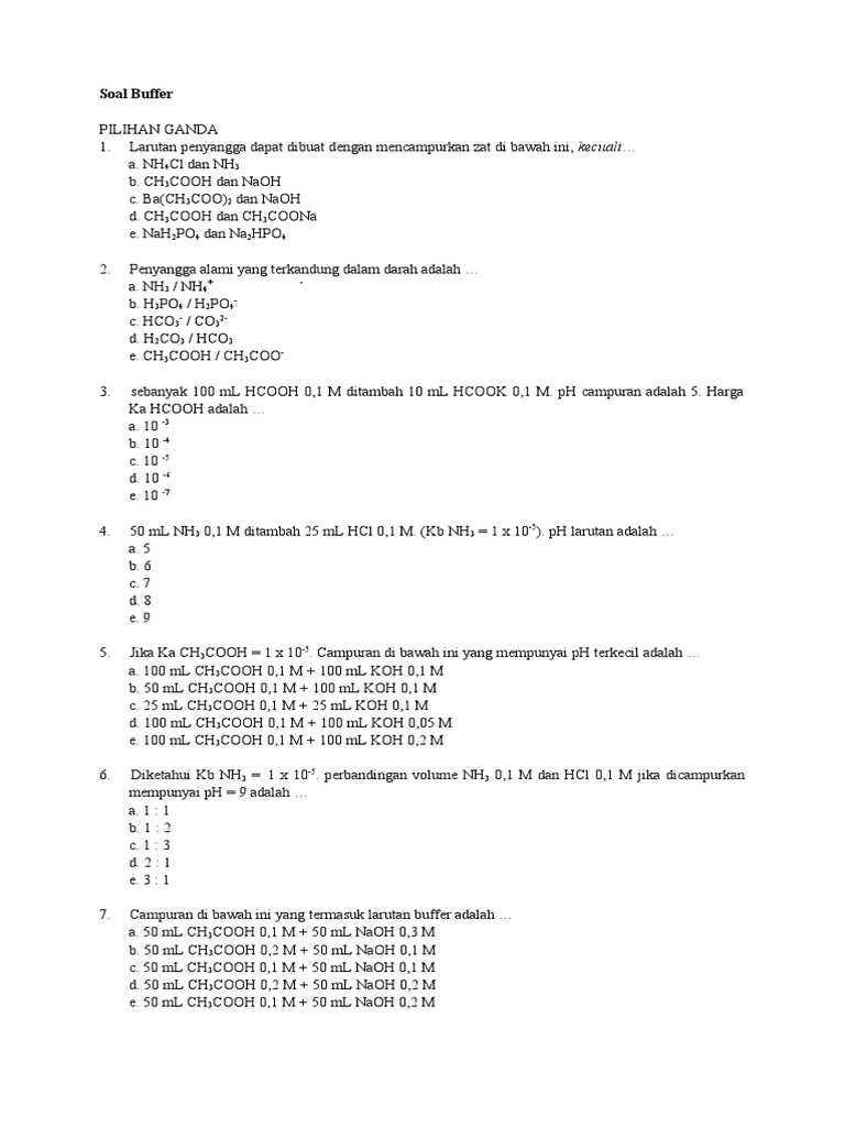 Soal 8 Buffer (Larutan Penyangga) | PDF