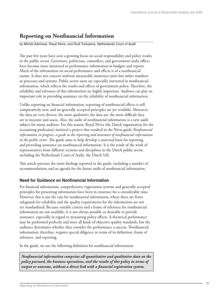 Reporting On Nonfinancial Information | PDF | Governance | Internal Audit