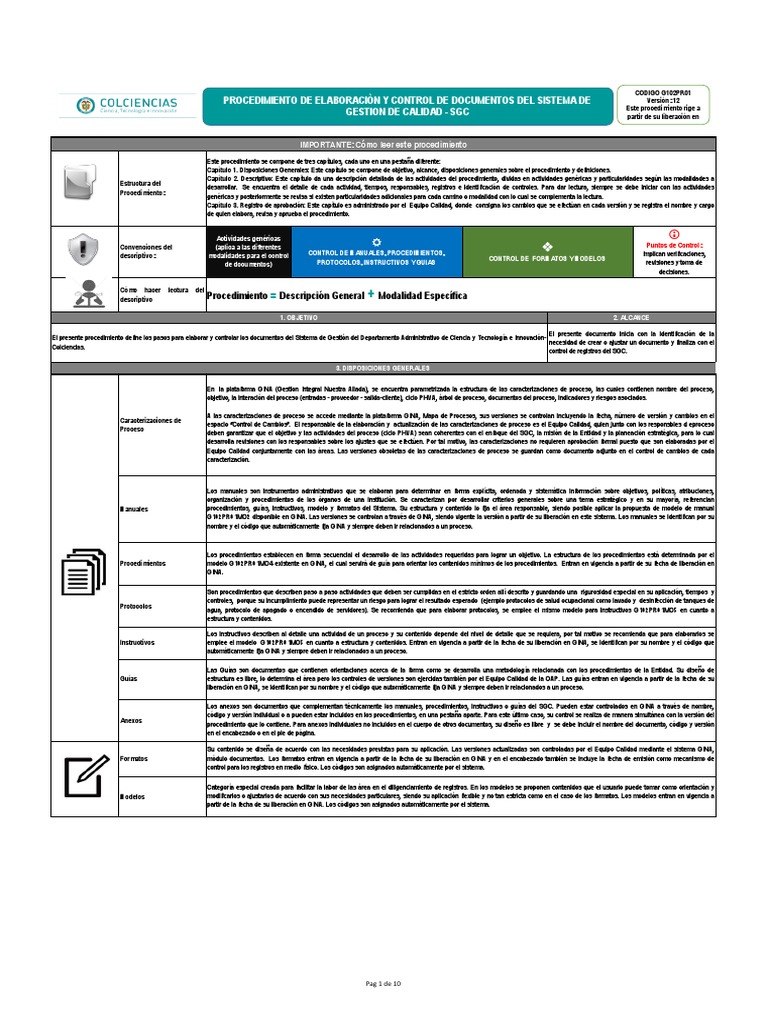 G102PR01 Procedimiento Elaboración y Control de Documentos Del SGC V12 ...