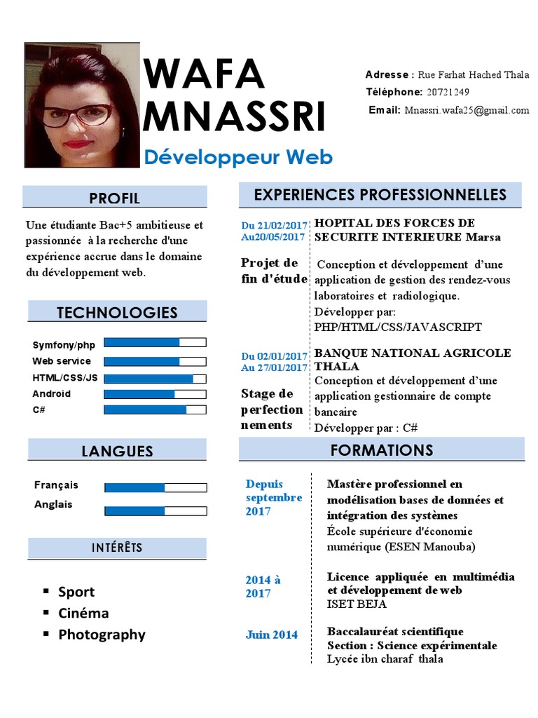 Profil Développeur Web Bac+5: Compétences et Expériences | PDF ...