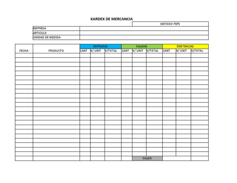 Modelo Hoja de Kardex | PDF