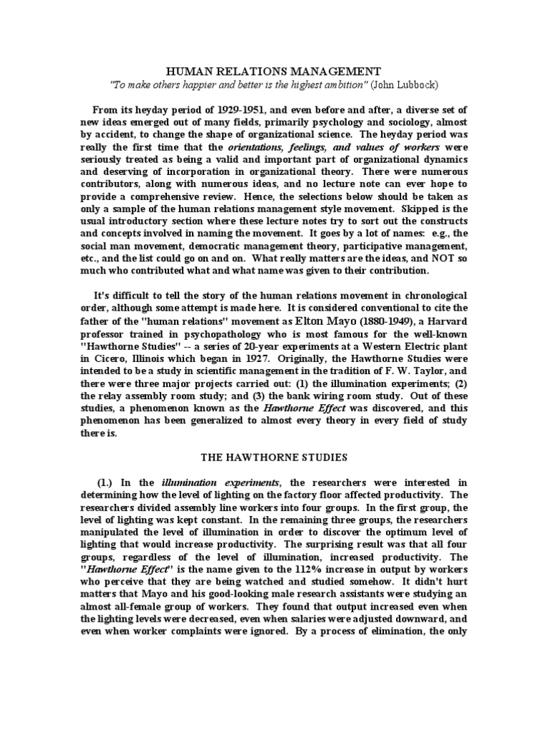 Human Relations Management | PDF | Leadership | Motivation