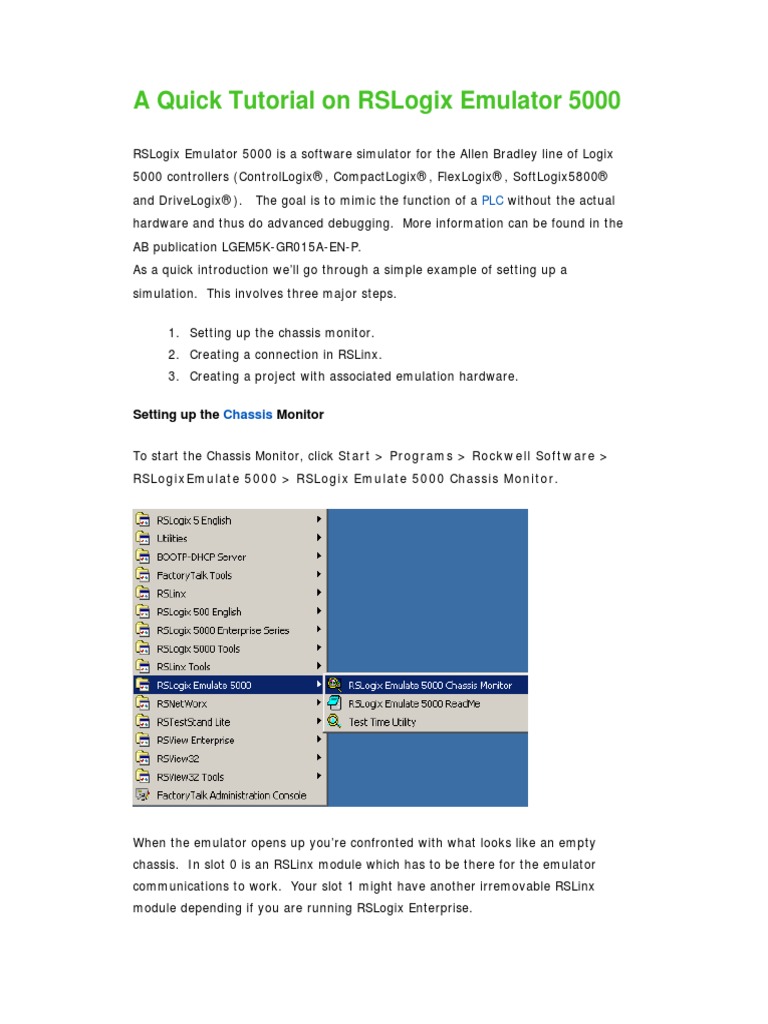 A Quick Tutorial On Rslogix Emulator 5000: Setting Up The Monitor | PDF | Emulator | Computer ...